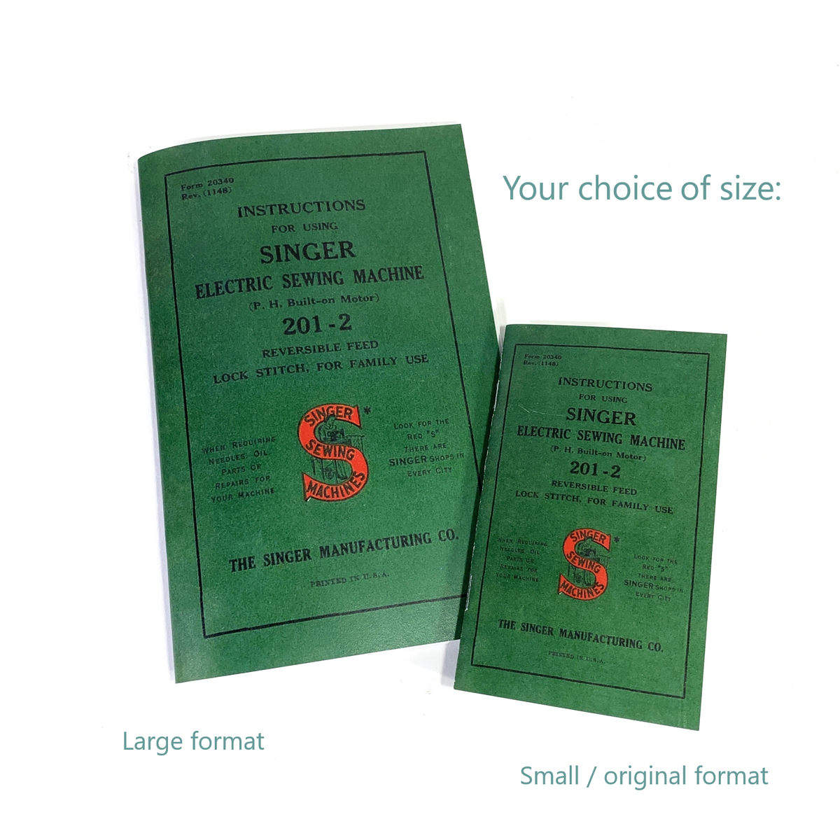 New Singer 201-2 Sewing Machine Instruction Manual Original or Large ...