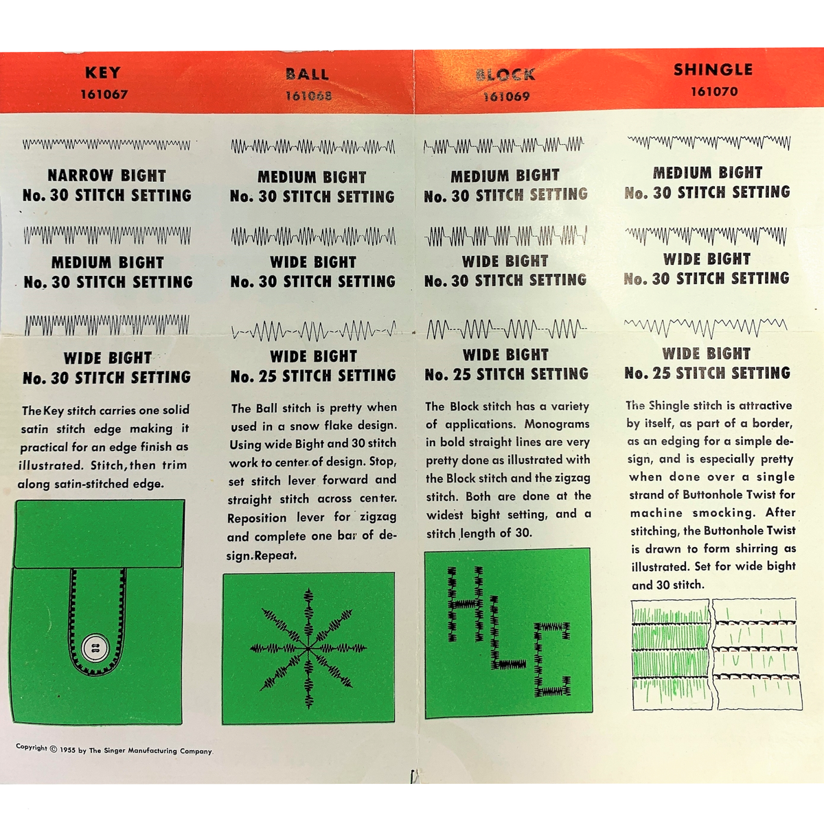 Singer Sewing Machine Automatic Zigzagger Stitch Pattern Cam Set No 3 ...