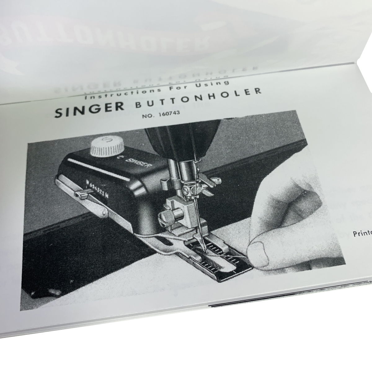 Singer Sewing Machine Buttonholer Attachment Instruction Manual 160506 ...