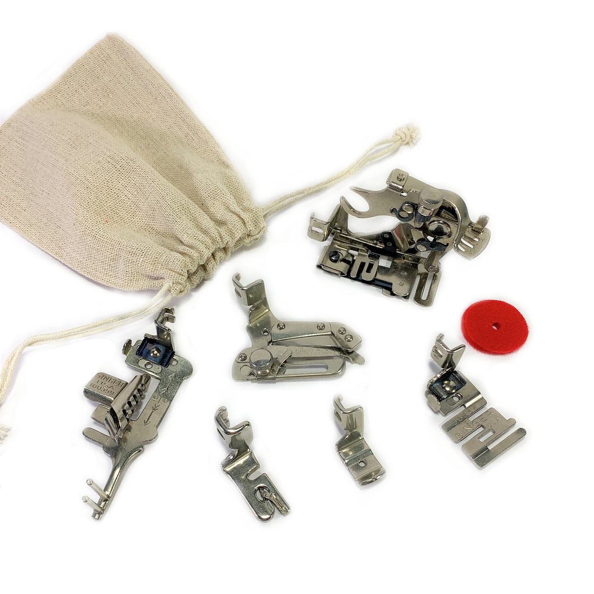 Vintage Singer Sewing Machine 6pc Low Shank Presser Foot Attachment Set ...