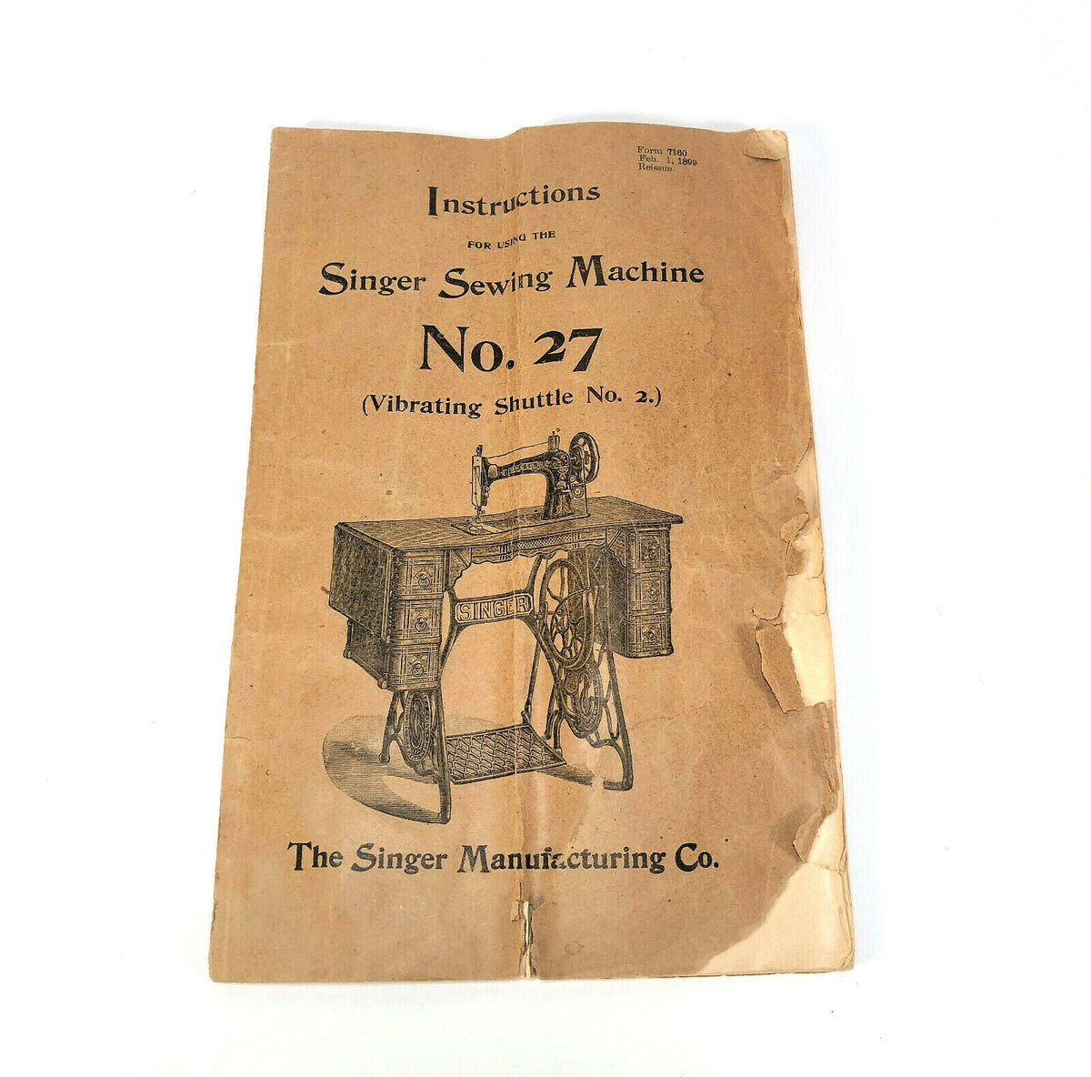 Singer 27 Vibrating Shuttle No 2 Sewing Machine Instruction Manual 1899 ...