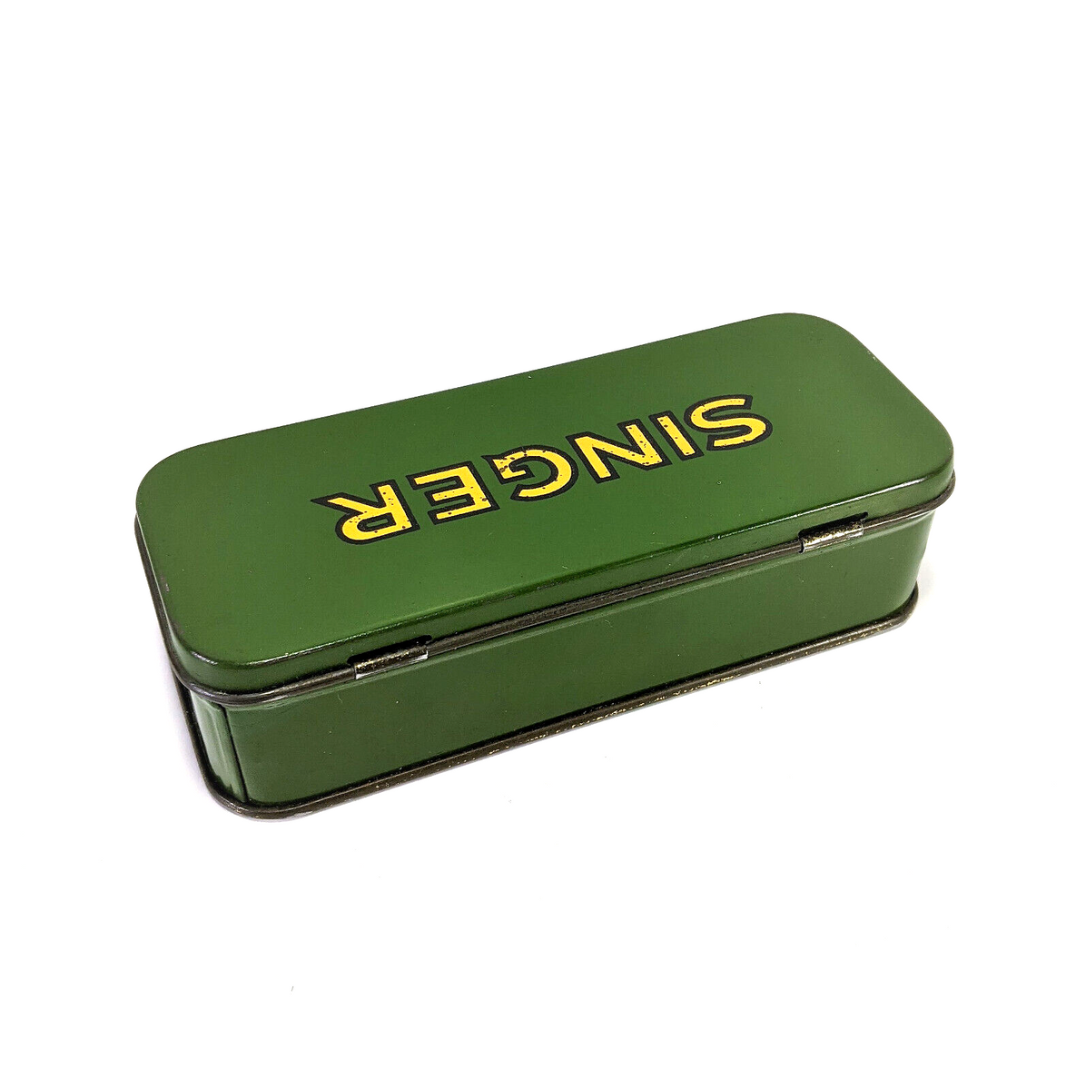 Vintage Singer Sewing Machine Green Tin Attachment Accessory Case ...